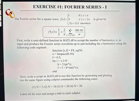 Solved He Fourier Series For A Square Wave Chegg