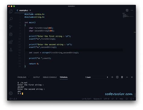 C Strspn Function Explanation With Examples Codevscolor