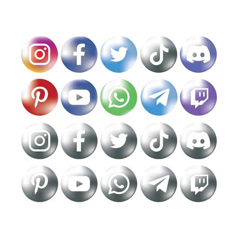 Social Media Icons Button Vector 20143673 Vector Art At Vecteezy