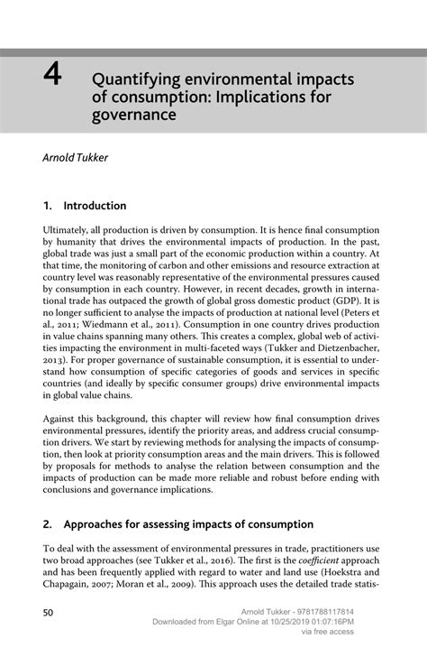 Pdf Quantifying Environmental Impacts Of Consumption Implications For Governance