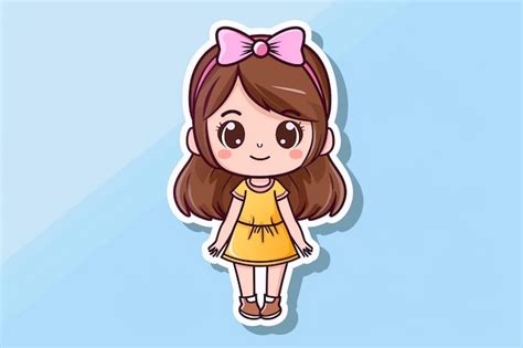 Chibi Uma Rapariga Bonita Cor Plana Vetor Premium Gerado Com Ia