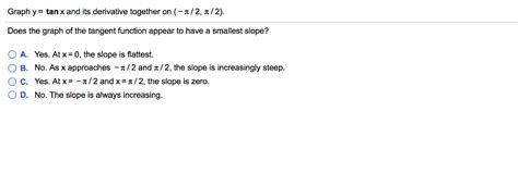 Solved Graph Y Tan X And Its Derivative Together On 2