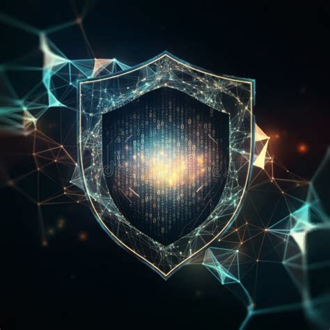 Futuristic Cybersecurity Shield With Glowing Digital Protection