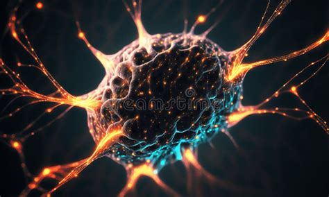 Glowing Brain Background With Neural Links Network Illustration Representing Artificial