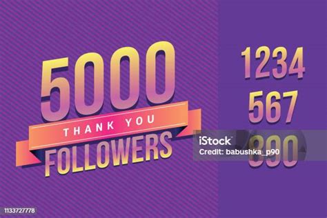 팔로 워 5000 명이 소셜 네트워크 친구 팔로 워 웹 사용자를 위한 감사 합니다 소셜 미디어에서 가입자 또는 추종자를 축 하 하 고 좋아하는 인사말 카드 5에 대한 스톡