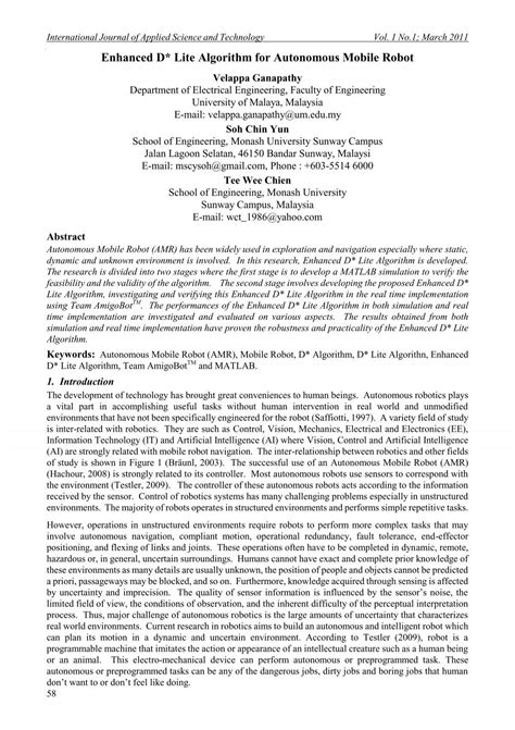 Enhanced D Lite Algorithm For Autonomous Mobile Robot
