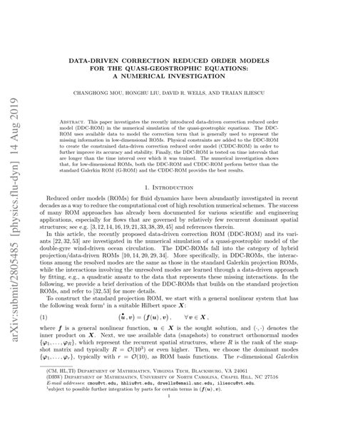 Pdf Data Driven Correction Reduced Order Models For The Quasi Geostrophic Equations A