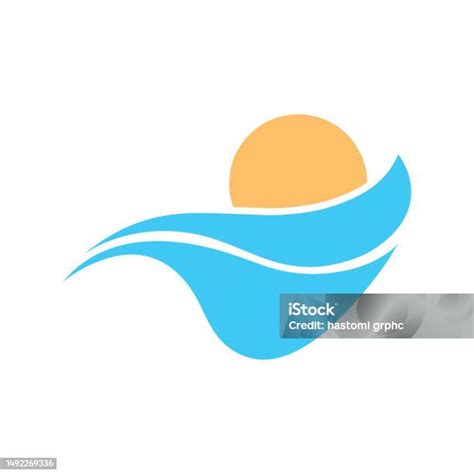 태양과 바다 파도 로고 해변 파도 미니멀하고 단순한 현대적인 개념 평면 색상 디자인 템플릿 일러스트레이션 벡터 0명에 대한 스톡 벡터 아트 및 기타 이미지 Istock