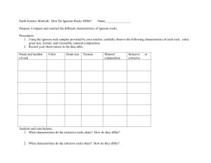 Rock Identification Lab Sedimentary Igneous Metamorphic