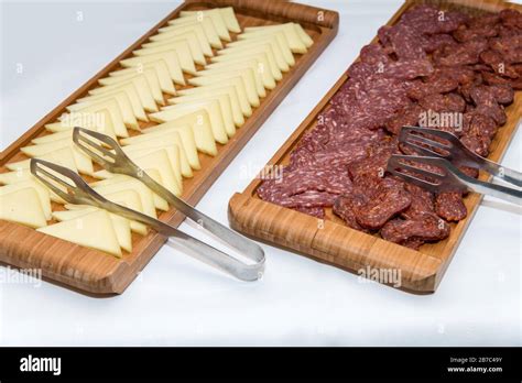 Catering Food For The Event Different Types Delicacies Of Meat And