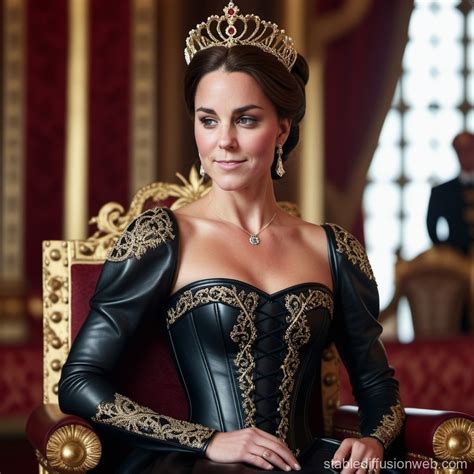Kate Middleton As Empress In Leather Gown Stable Diffusion Online