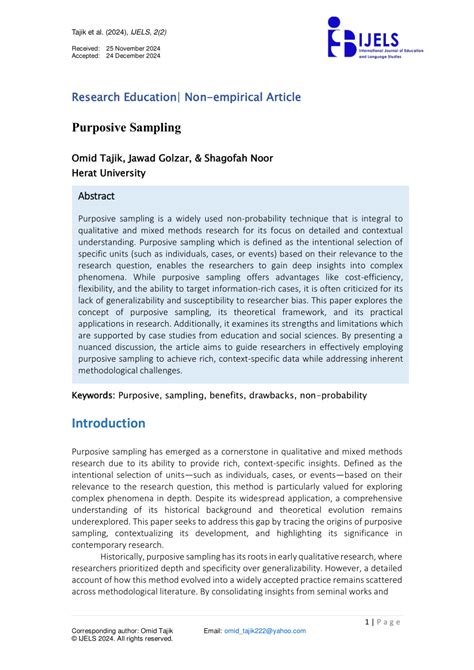 Pdf Purposive Sampling