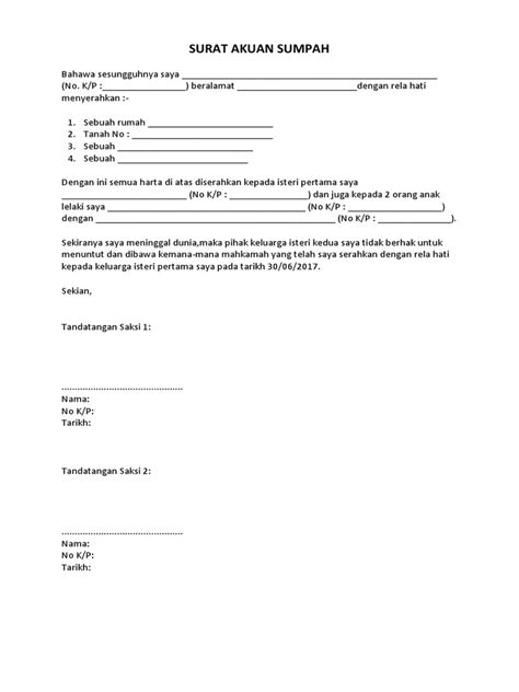 Surat Akuan Sumpah Pdf