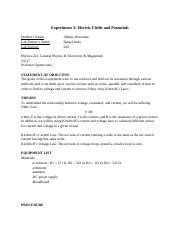 Experiment Simple Resistor Circuit Docx Experiment Electric Fields And Potentials Babe