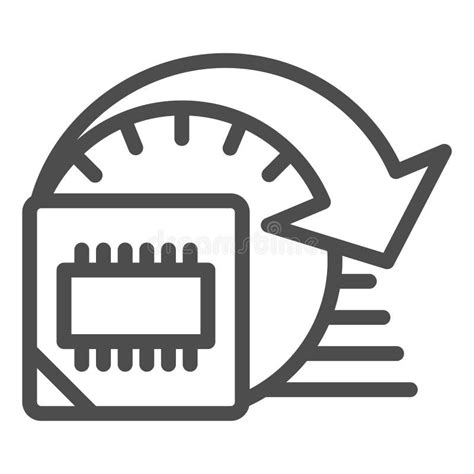 Processor Overlocking Line Icon Computer Microchip High Performance Symbol Outline Style