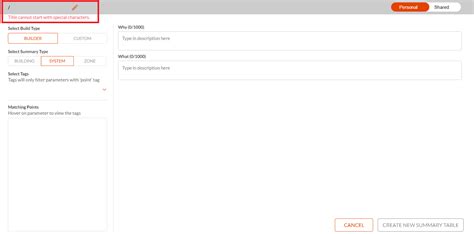 Summary Table Common Framework F Home