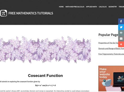 Analyze Math Cosecant Function Interactive For 9th 10th Grade