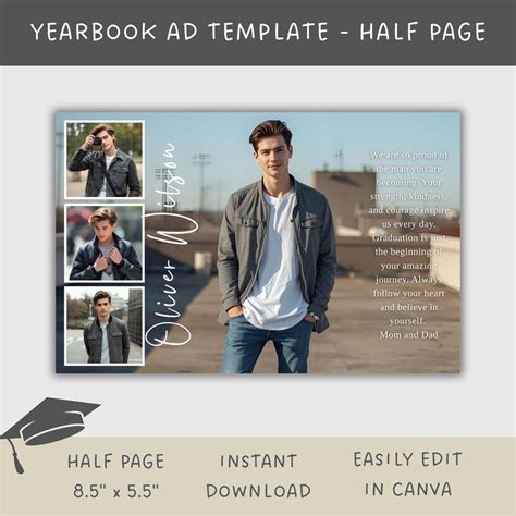 Editable Yearbook Ad Template Canva Half Page Senior Graduation Ad