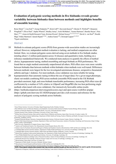 Pdf Evaluation Of Polygenic Scoring Methods In Five Biobanks Reveals