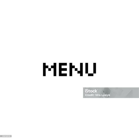 menu 8 bit text menu pixel art 8bit for game stock illustration