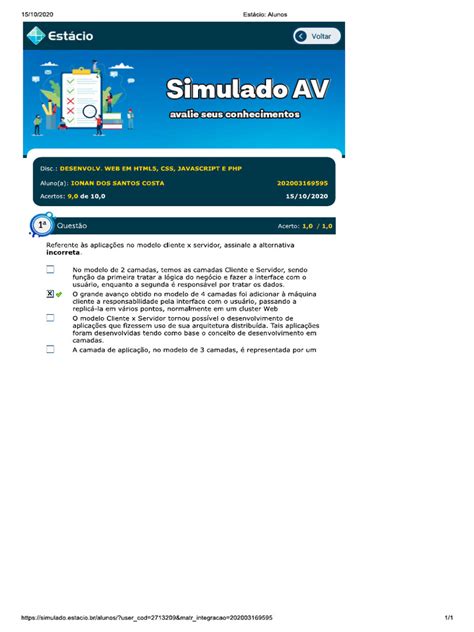 Simulado Desenvolvimento Web Html Pdf
