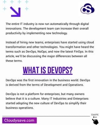 Dev Ops Vs Noops Vs Finops PDF