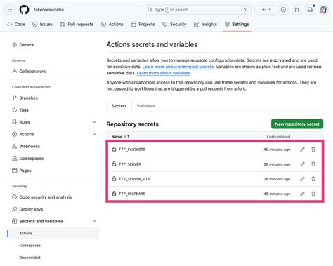 github actions を使って main ブランチの内容を ftp で自動デプロイしたい 大島 武宜 takenori oshima