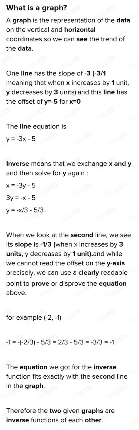 solved use the graph the equations or a table of values to support a