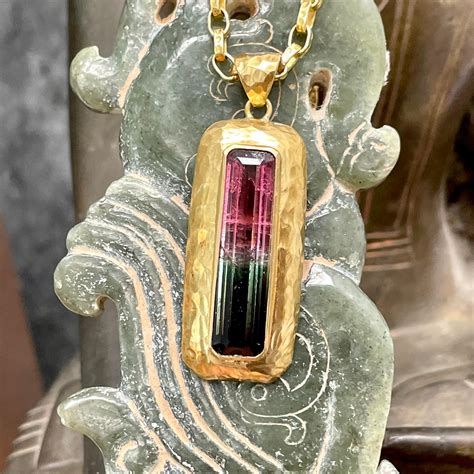 Steven Battelle 75 Carats Watermelon Tourmaline 18k Gold Pendant For Sale At 1stdibs