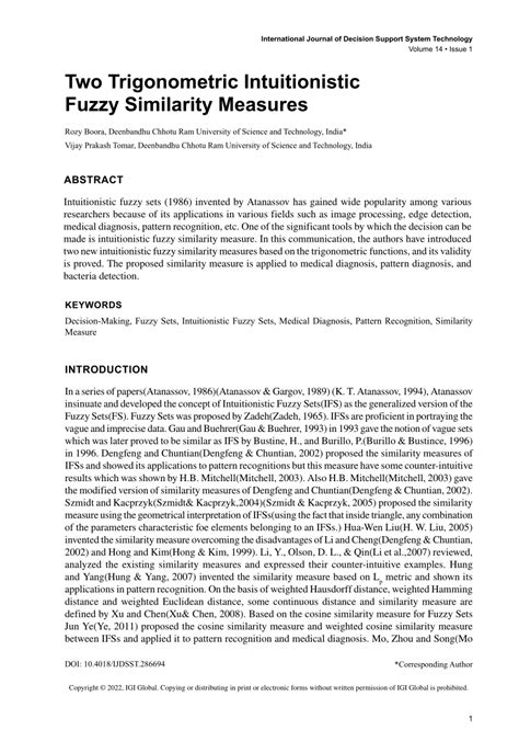 Two Trigonometric Intuitionistic Fuzzy Similarity Measures Request Pdf