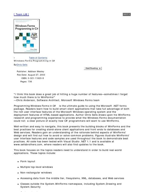Windows Forms Programming In C 2003 Pdf Web Application