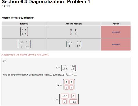 Solved Section 63 Diagonalization Problem 1 1 Point