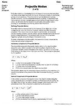 Projectile Motion By Digital Science Lesson TPT