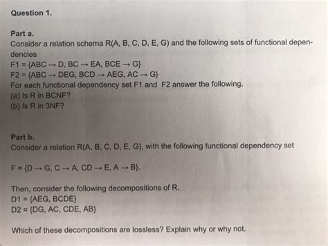 Solved Question 1 Part A Consider A Relation Schema R A Chegg Com