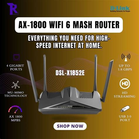 D Link AX Wi Fi Mesh Router X E Dual Band Router WiFi Gaming Router Latest D Link
