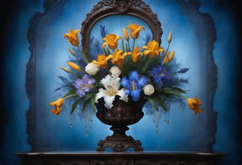 Realistic Floral Patterns Featuring Iris Lilies Stock Illustration