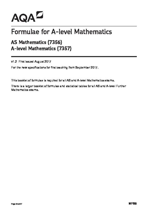 Aqa As A Maths Formulae