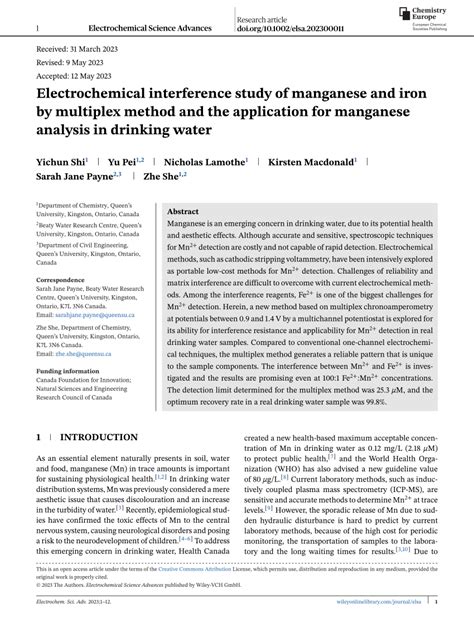 Pdf Electrochemical Interference Study Of Manganese And Iron By