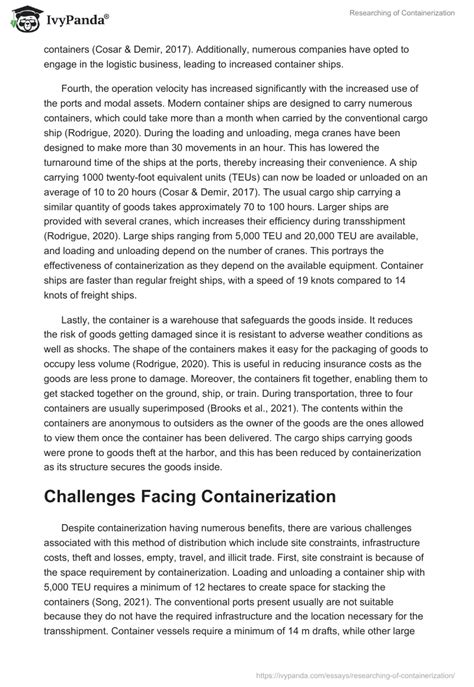 Researching Of Containerization 1648 Words Research Paper Example
