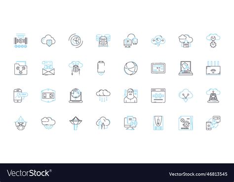 Virtual Design Linear Icons Set Simulation Vector Image