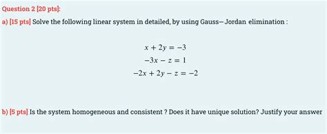 Solved Question Pts A Pts Solve The Following Chegg Com