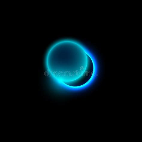 Solar Or Moon Eclipse With Blue Blur Light Vector Realistic Partial Planet Eclipse In Dark