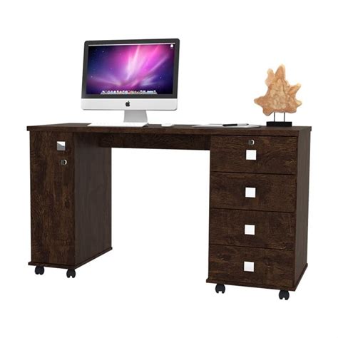 Escrivaninha Plori C Rodízios Noce Lukaliam Madeiramadeira