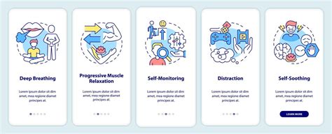 Ptsd Coping Strategies Onboarding Mobile App Screen Healthcare Walkthrough 5 Steps Graphic