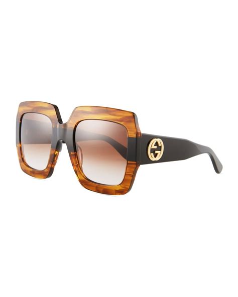Gucci Oversized Square Web Gg Sunglasses Neiman Marcus