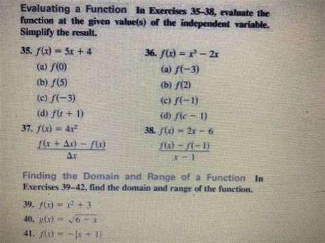 solved evaluating a function in exercises 35 38 evaluate