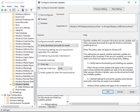 Windows Server 2016 Update Settings