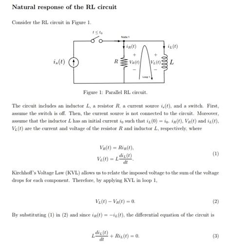 Solved Natural Response Of The RL Circuit Consider The RL Chegg