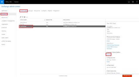 convert a user mailbox to shared mailbox practice protect support
