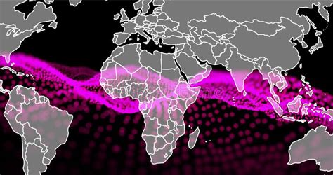 overlaying world map pink digital wave pattern with dotted texture in